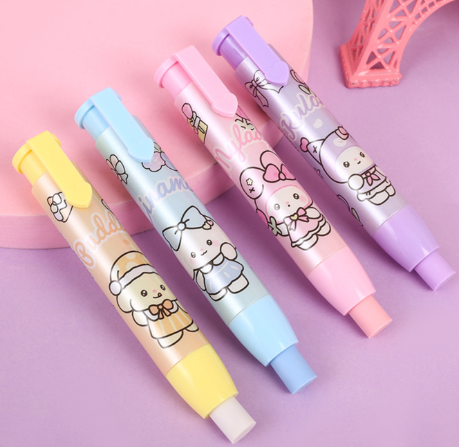 Cute Cartoon Eraser Pen – Retractable Pastel Erasers – Bright Box Bundles