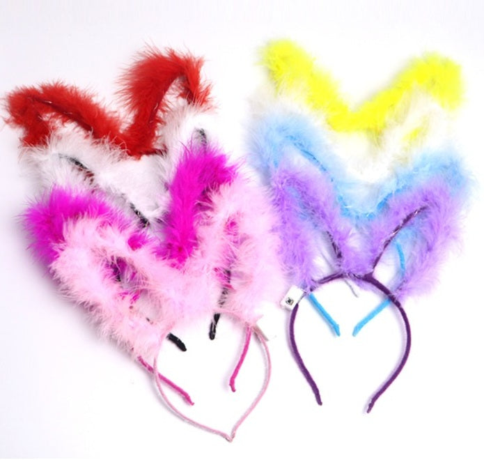 Light-Up Fluffy Bunny Ears Headband – Glow Party Accessory for Kids ...